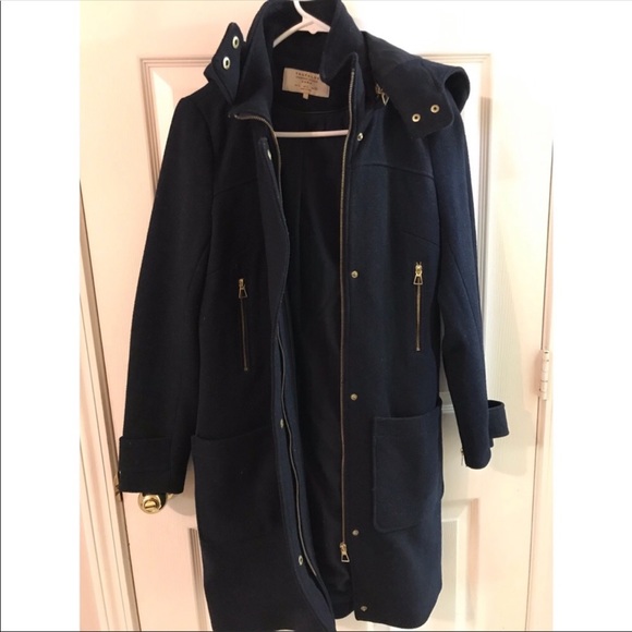 Zara | Jackets & Coats | Zara Long Coat Jacket Gold Details Trafaluc ...